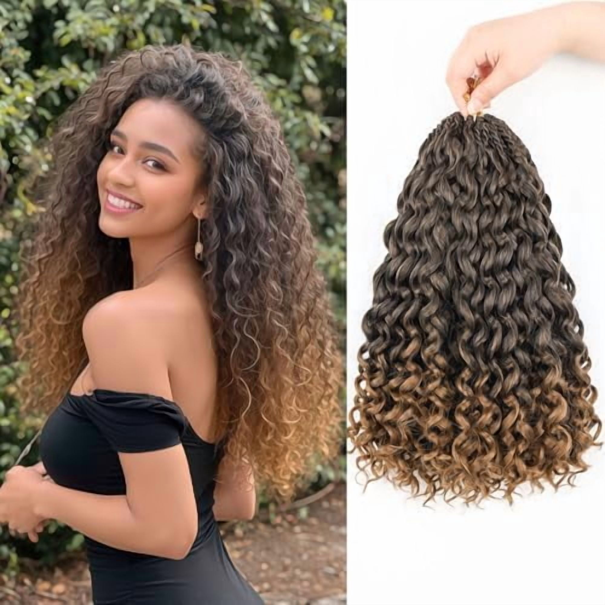 Gogo Curl Crochet Hair Protein Fiber Close to Human Hair 7 Packs Pre ...