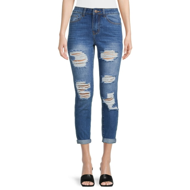 Gogo Jeans Juniors' Destructed & Cuffed Dream Skinny Jean - Walmart.com