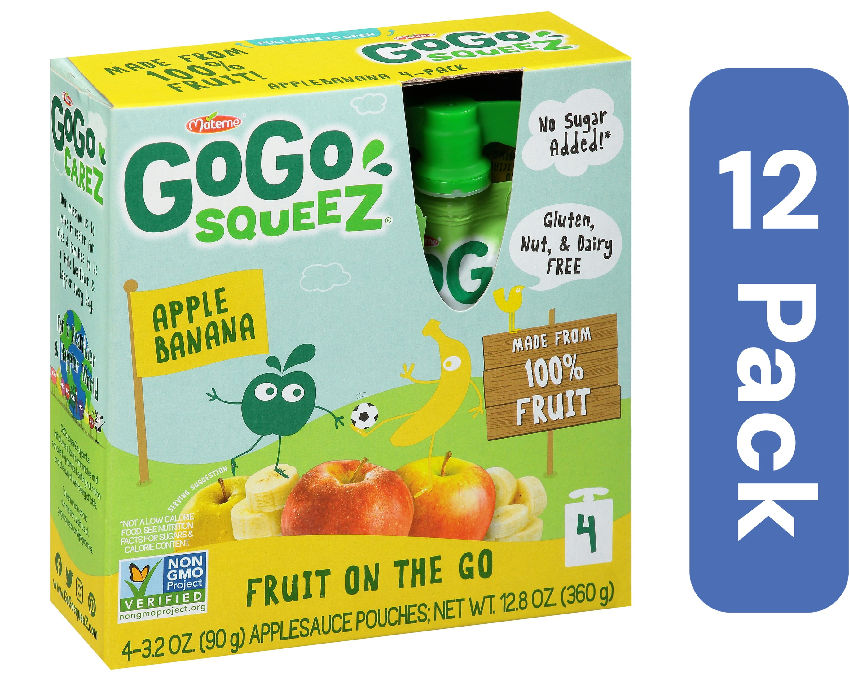 Gogo Squeez Applesauce Apple Banana Natural 4 Pack 12.8 oz (Pack Of 12 ...
