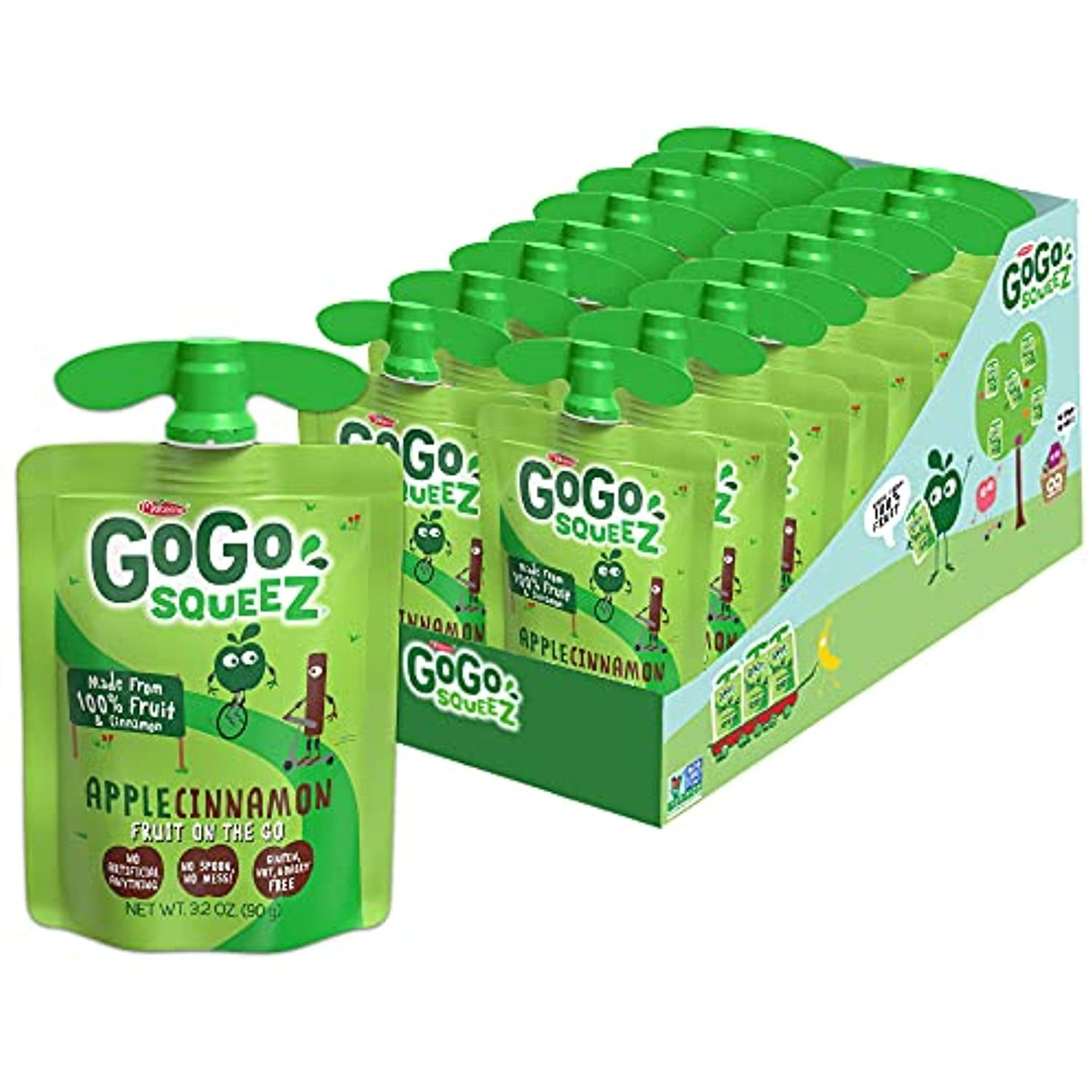 Gogo Squeez Fruit On The Go, Apple Cinnamon, 3.2 Oz. (18 Pouches ...