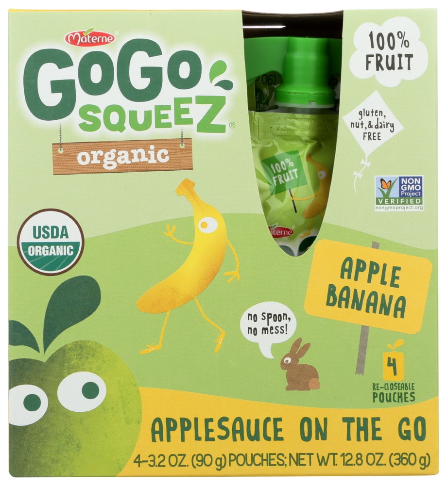 Gogo Squeeze Organic Applesauce Pouch, Apple Banana Flavor, 4 Pack of 3 ...
