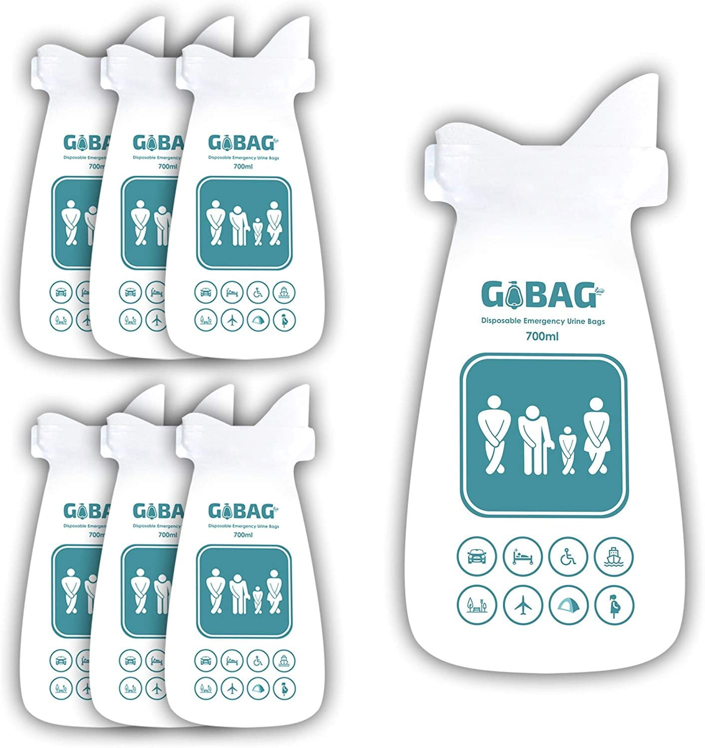Gogobag Disposable Urine Bags 6-Pack Unisex Portable Urinal Pee Bags ...