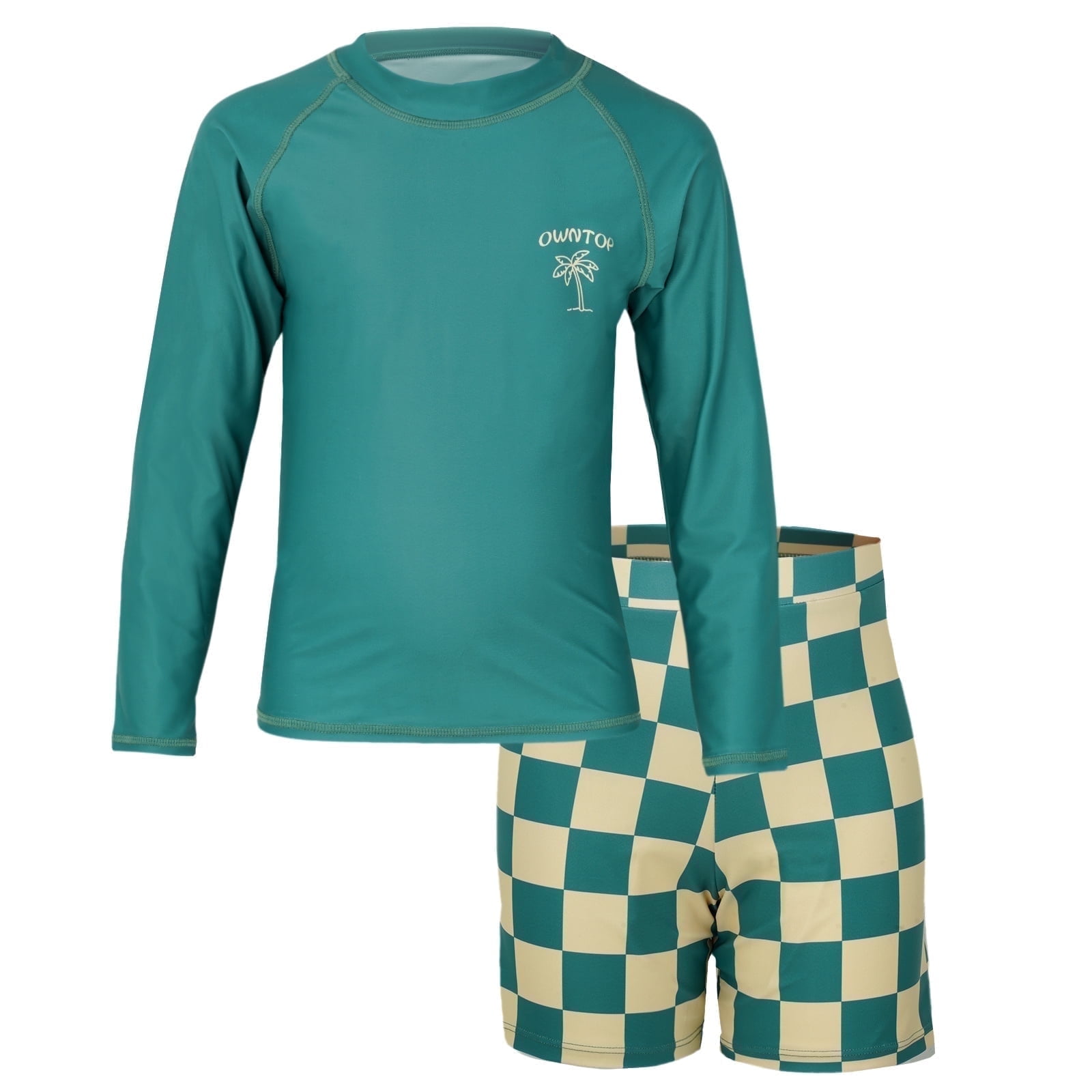 Gogokids Boys Swimsuit Two Piece Rash Guard Set Kids Long Sleeve ...