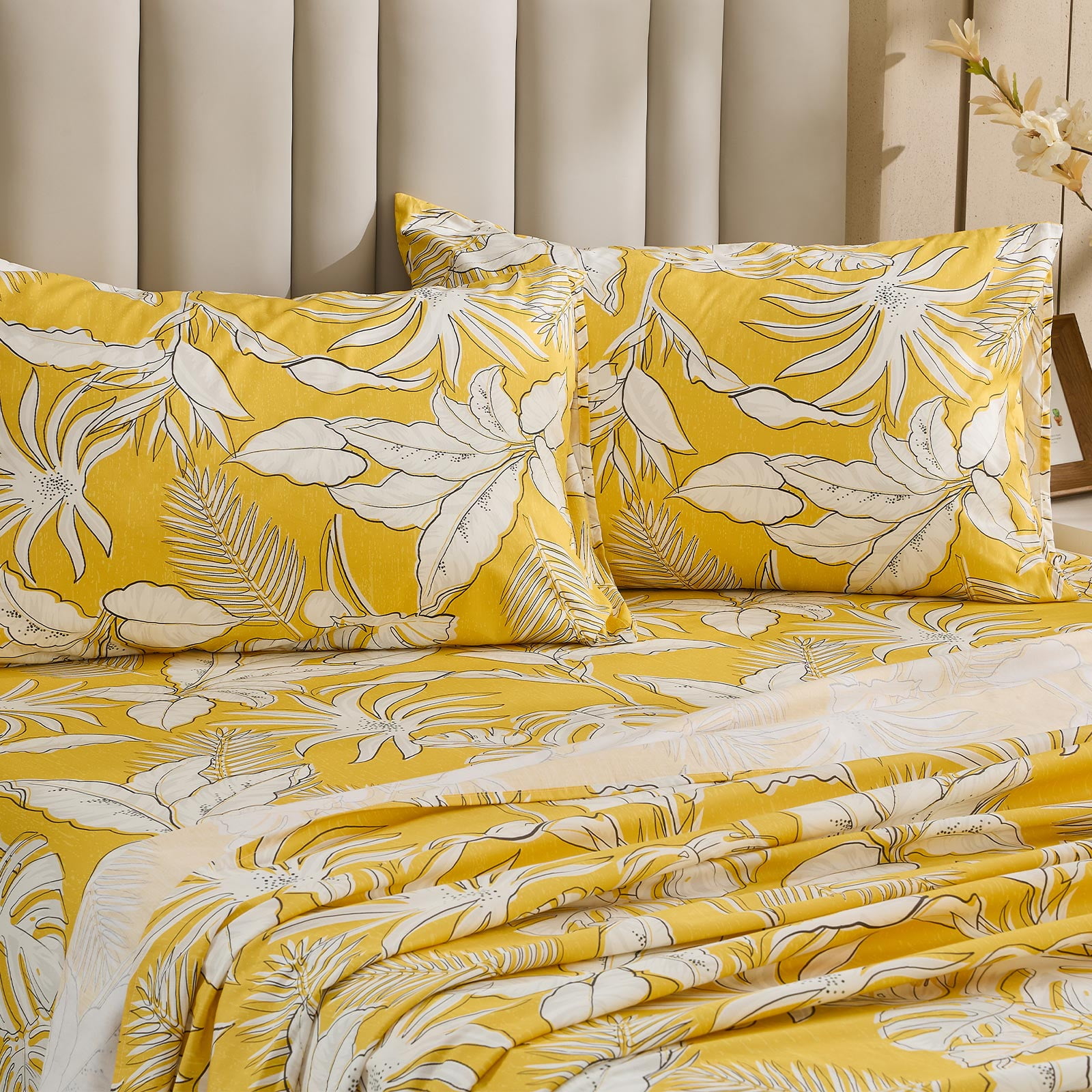 Gogreen 100% Cotton 4PC Deep Pocket Full Sheet Set Fit 16", Breathable ...