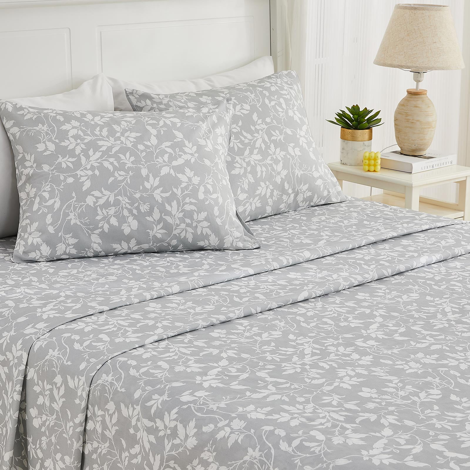 Gogreen 100% Cotton 4PC Deep Pocket Full Sheet Set Fit 16", Breathable ...