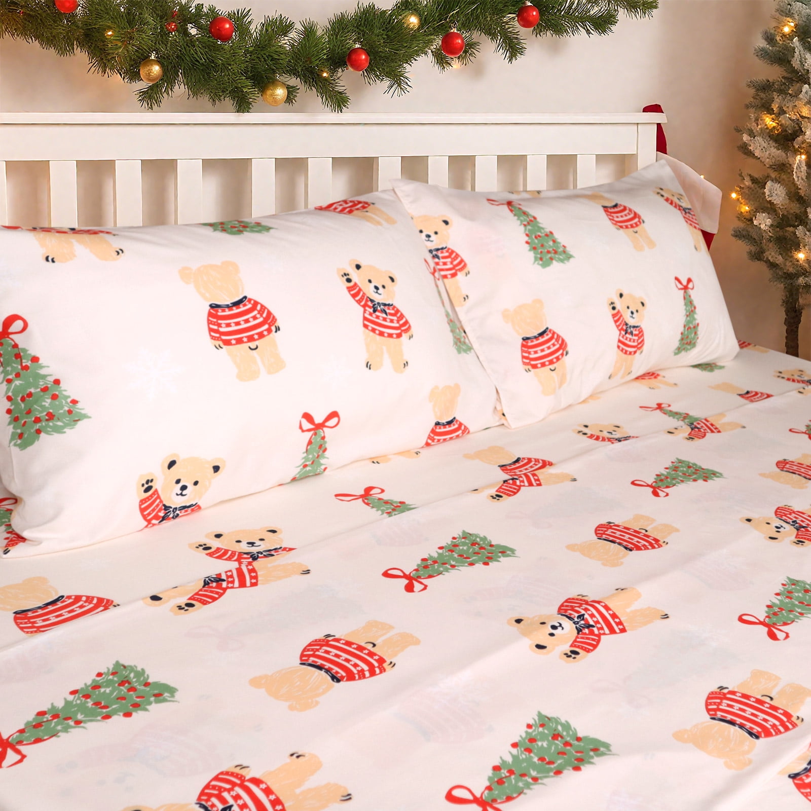 Gogreen 4PC Queen Christmas Sheet Set Deep Pocket Fit 16", Breathable ...