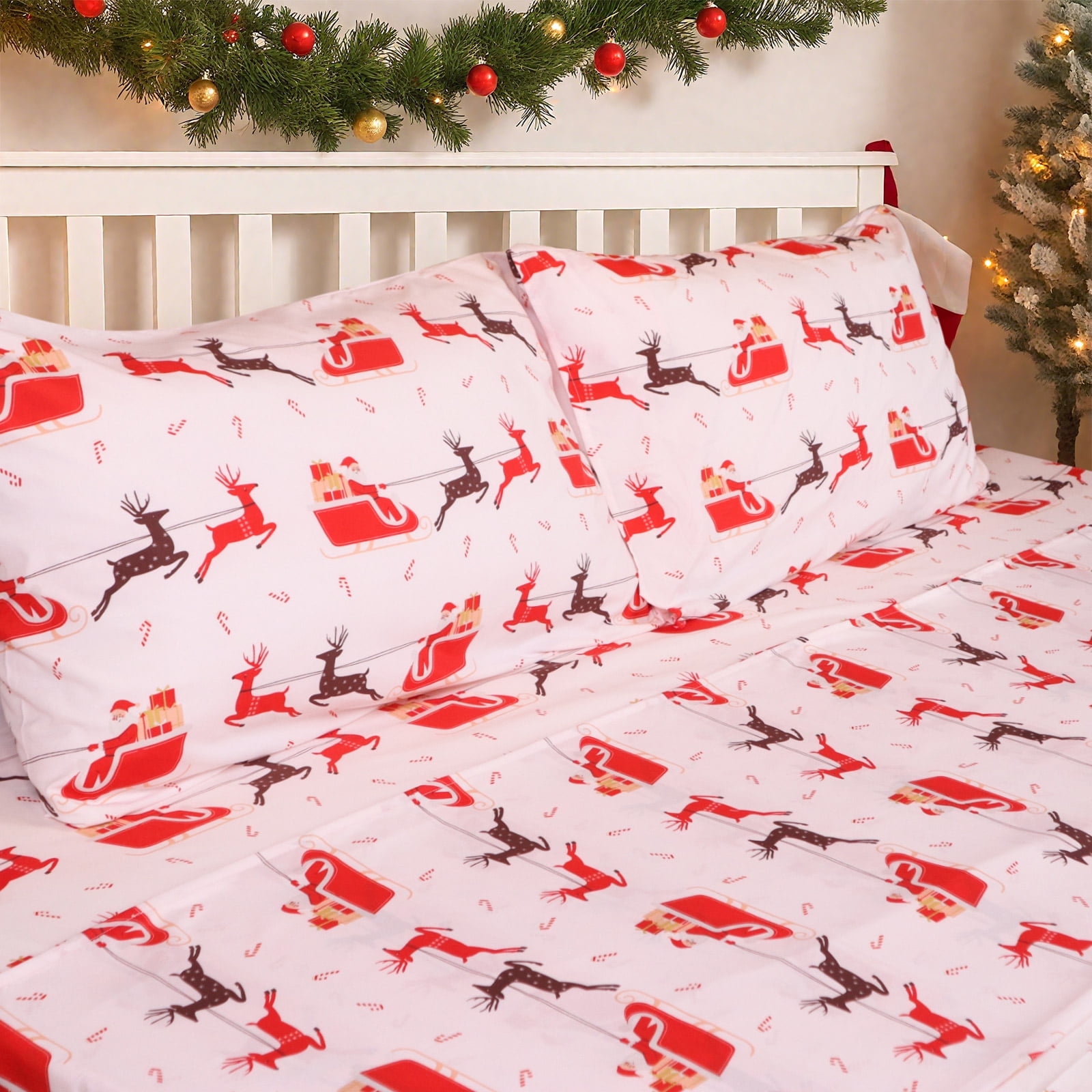 Gogreen 4PC Queen Christmas Sheet Set Deep Pocket Fit 16", Breathable ...