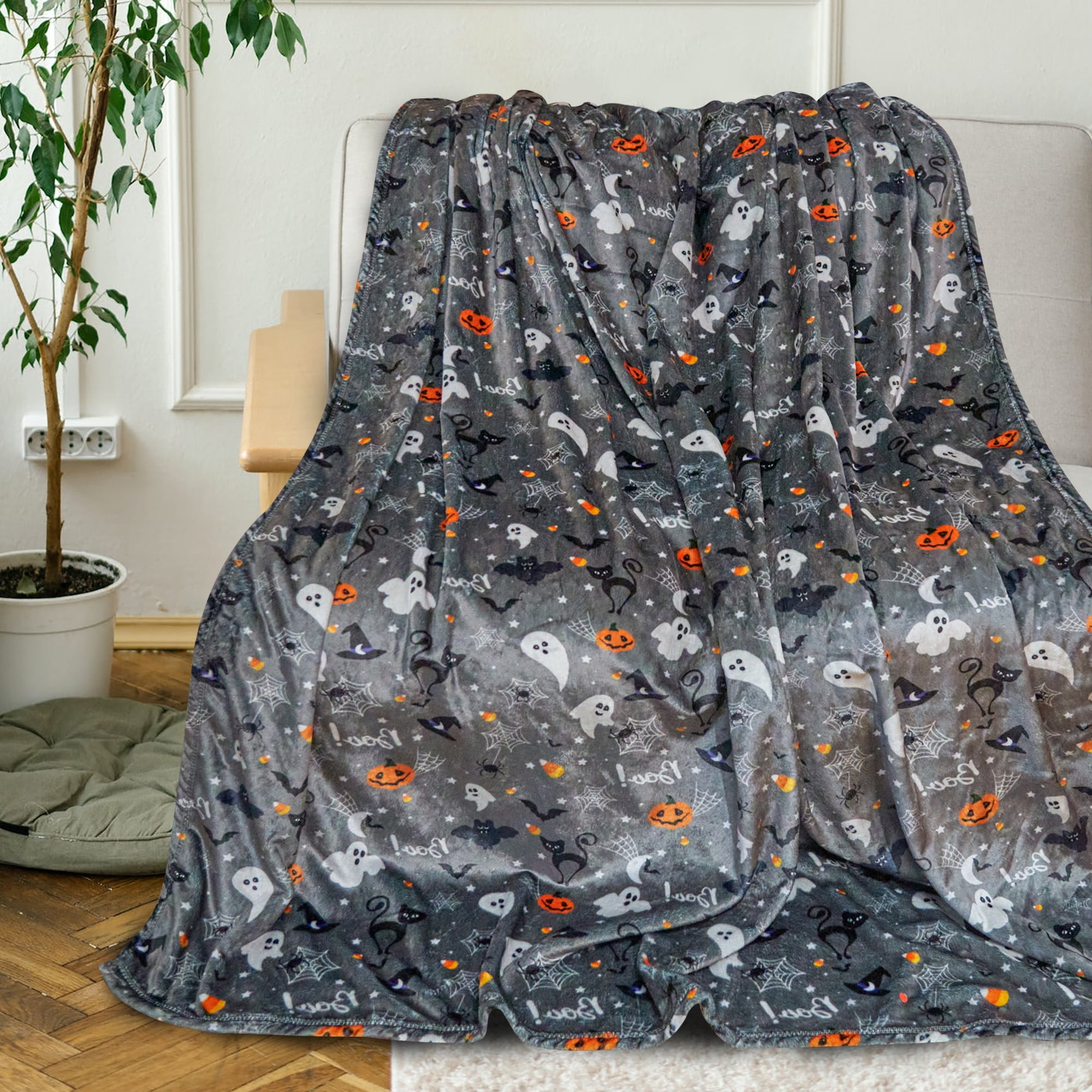 Gogreen Cozy Blanket Printed Halloween Ghost Blanket -Thick Fleece ...