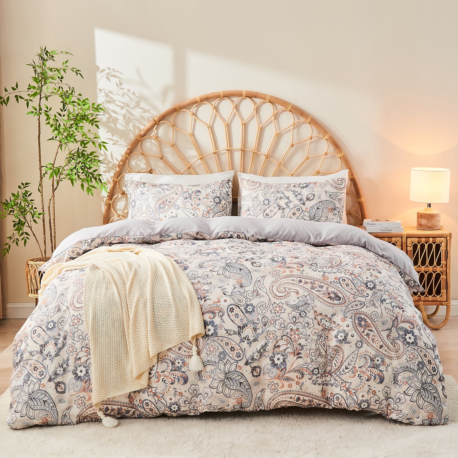 Gogreen Queen Duvet Cover Floral, Soft & Breathable Microfiber 3 Pieces ...