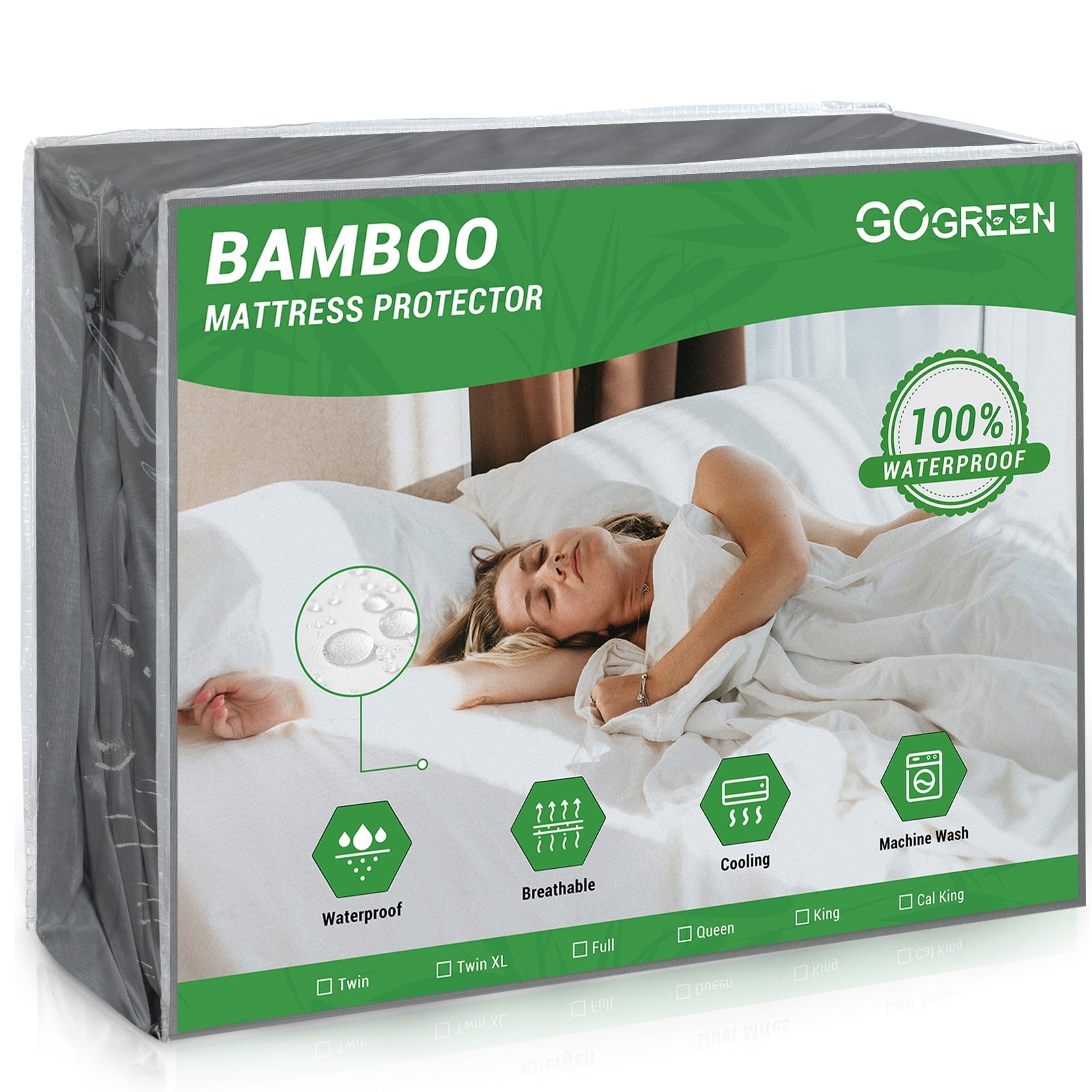 Gogreen Waterproof Mattress Protector, Breathable Cooling Bed Mattress ...