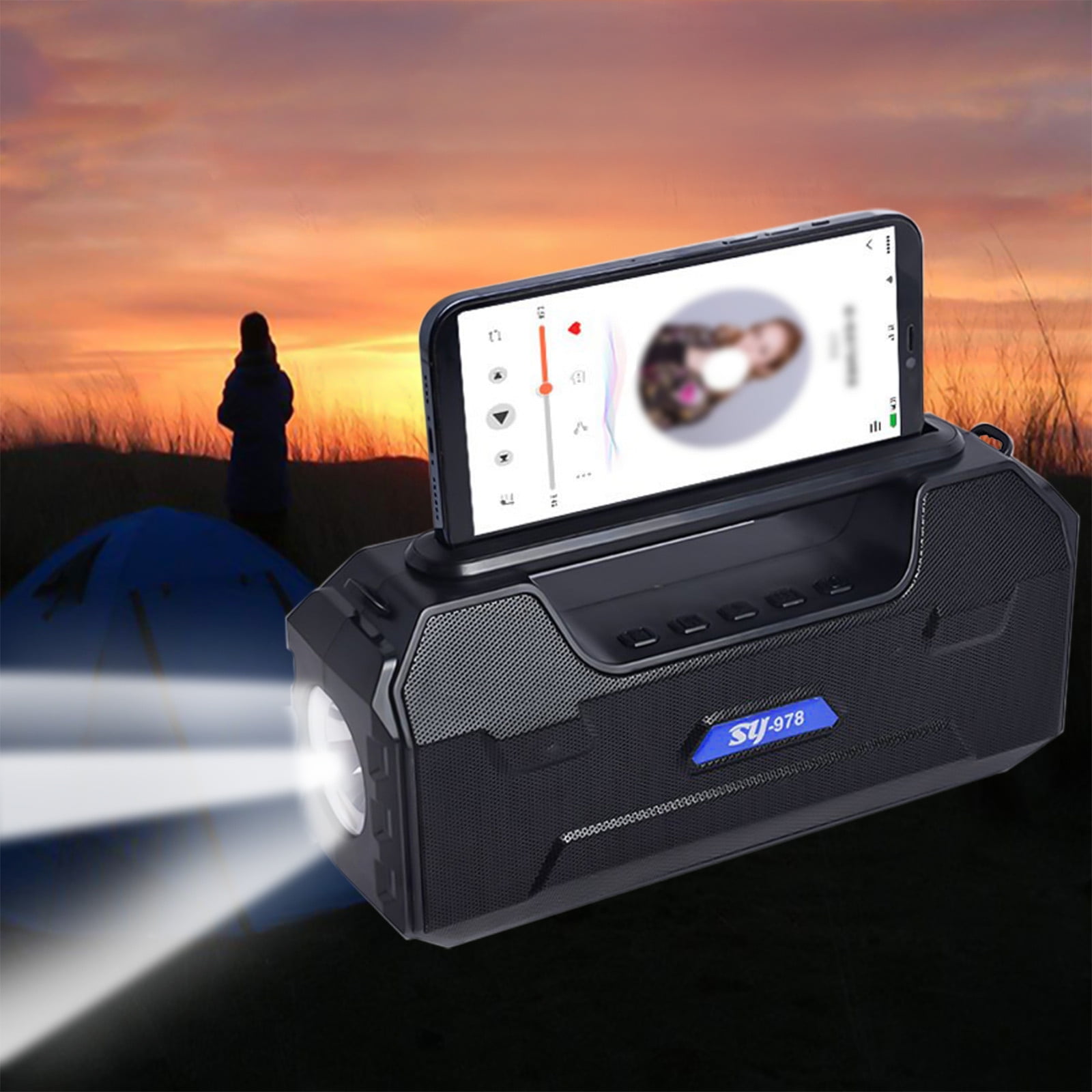 Gogusuu Bluetooth Audio, Bluetooth Speaker Outdoor Bilateral Flashlight