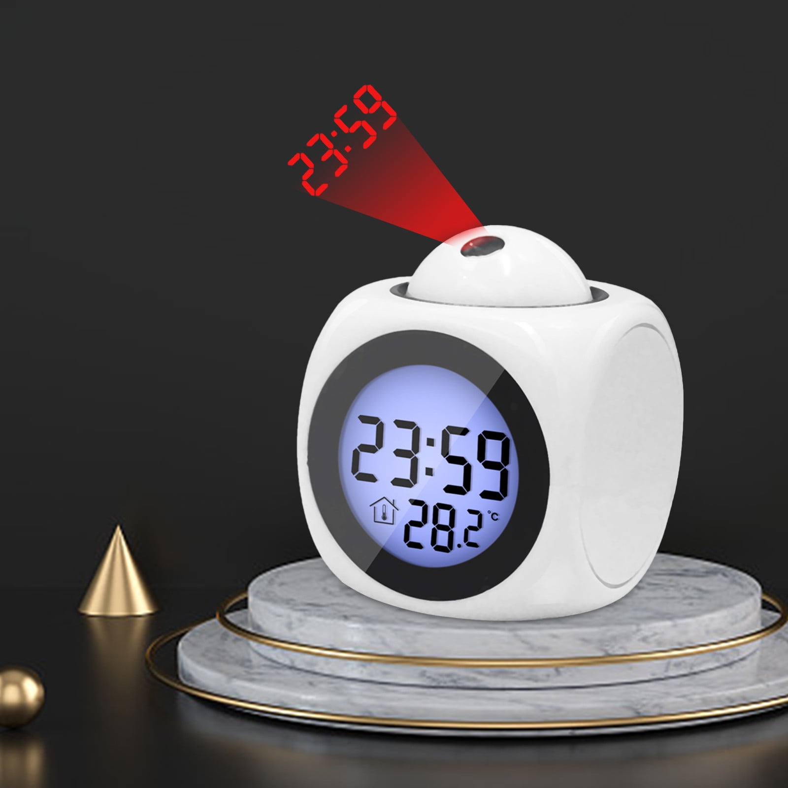 Gogusuu Mirror Projection Clock LED Large Screen Display Mute ...