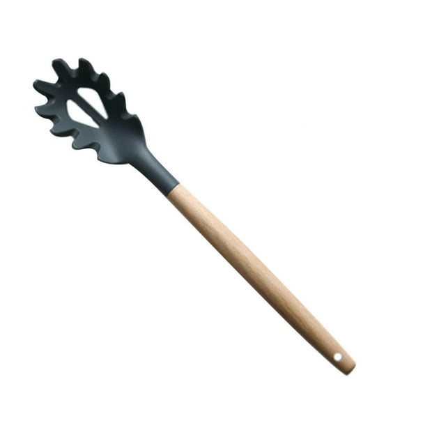 Goilinor Spaghetti Spoon,Wood Handle Silicone Spaghetti Spoon Pasta ...
