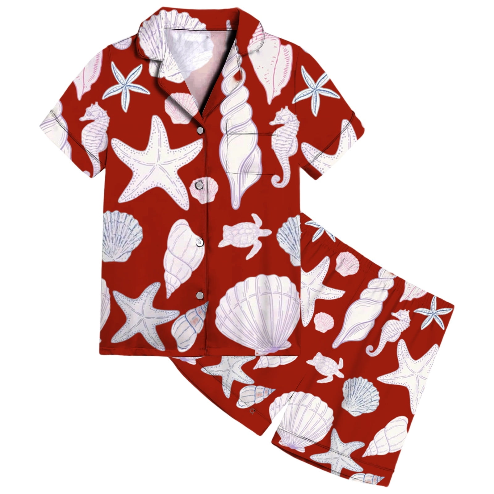 Goindgs Girls Pajamas Toddler Sleepwear Sets Satin Ocean Themed Printed ...