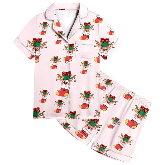 Goindgs Pajama Set for Girls,Toddler Pajamas Summer Christmas Satin ...
