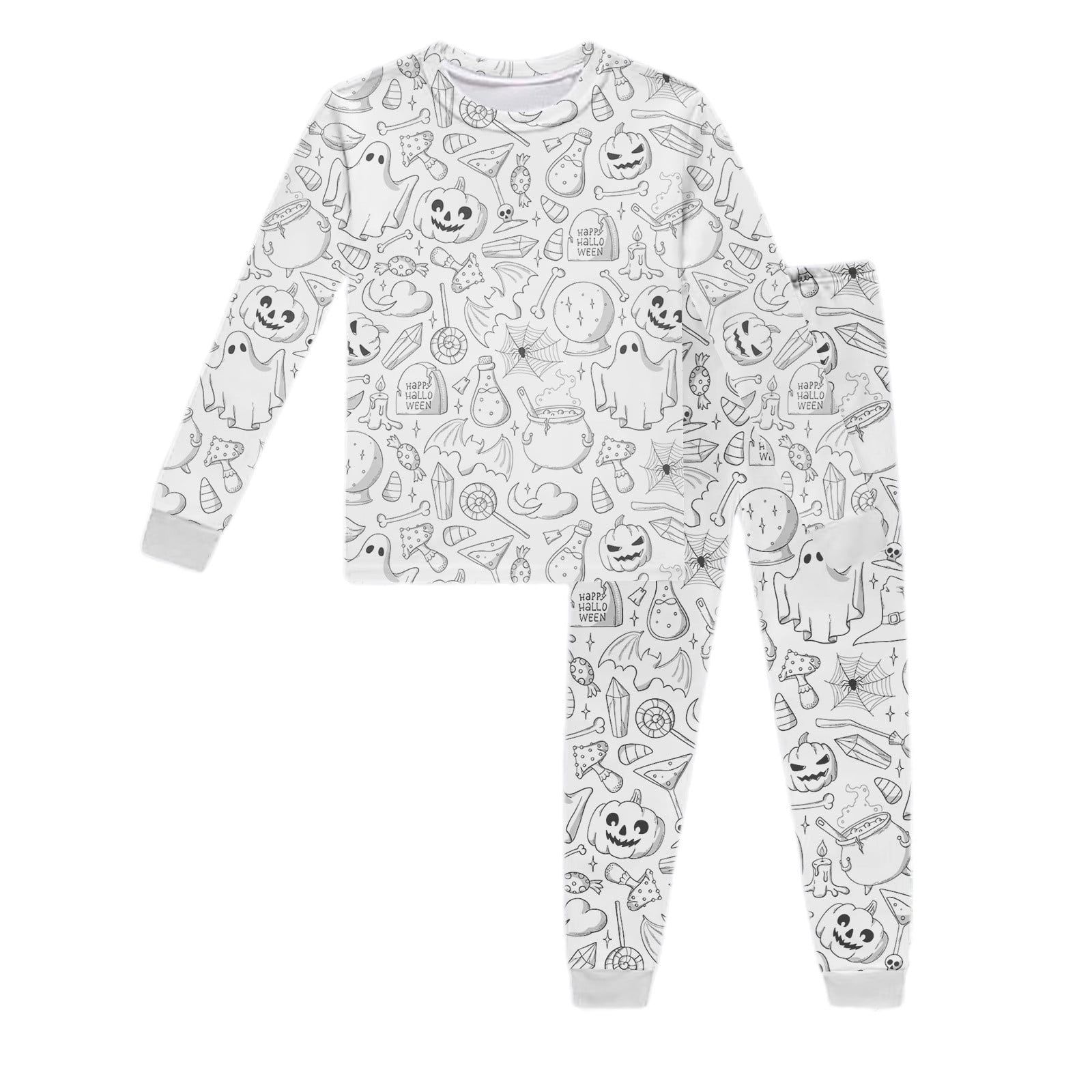 Goindgs Pajama Set For Kid Girl Sleepwear Halloween Graffiti Printed ...