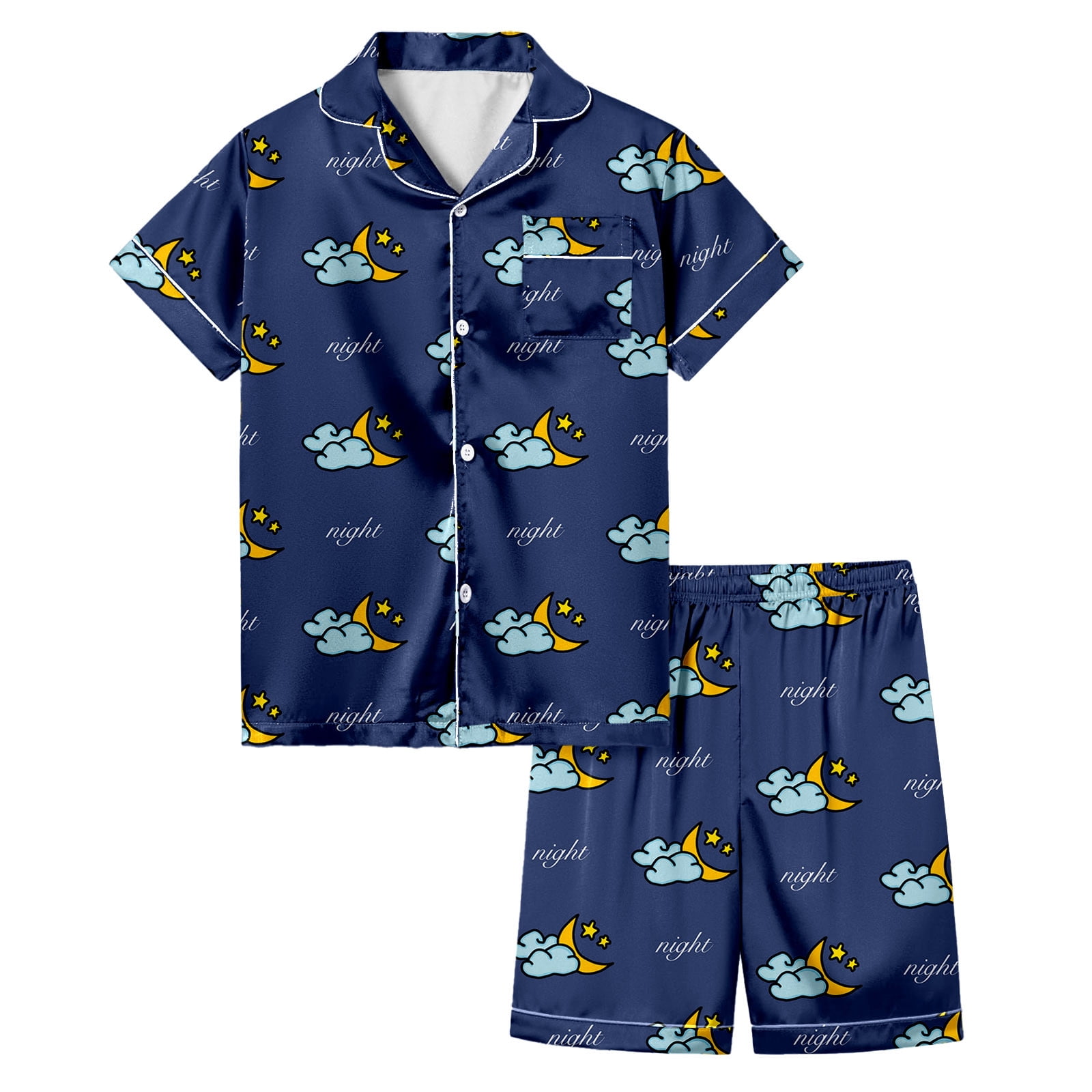 Goindgs Pajamas Sets Girl Sleepwear Floral Painted Home Short Sleeve V ...