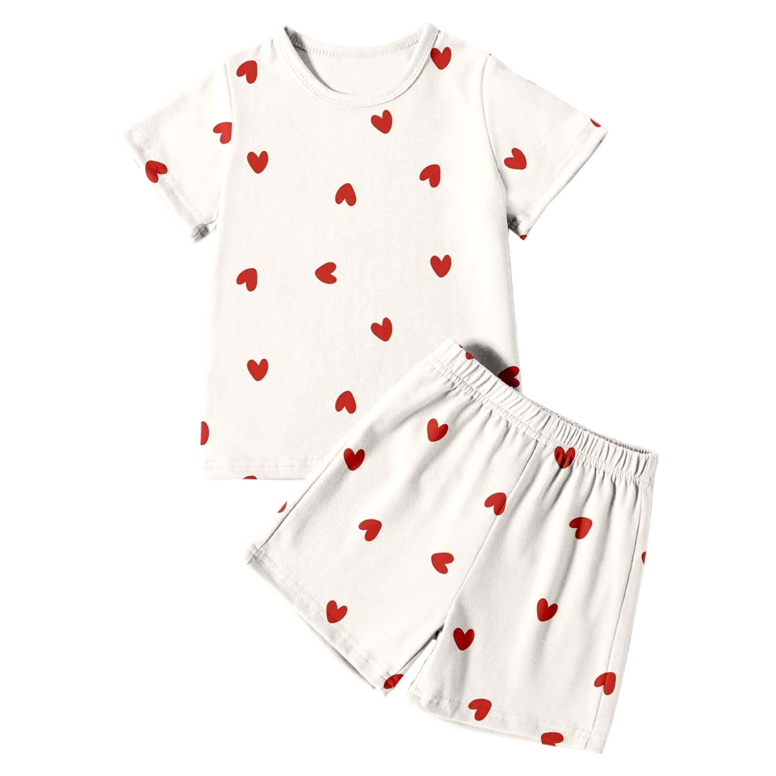 Goindgs Pajamas Sets Girl Sleepwear Short Sleeve Soft Round Neck Floral ...