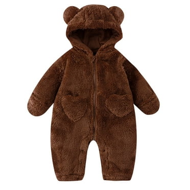 Baby Boys Girls Snowsuit Winter Coat Solid Bear Warm Hooded Thick Romper Jumpsuit Outfits ...