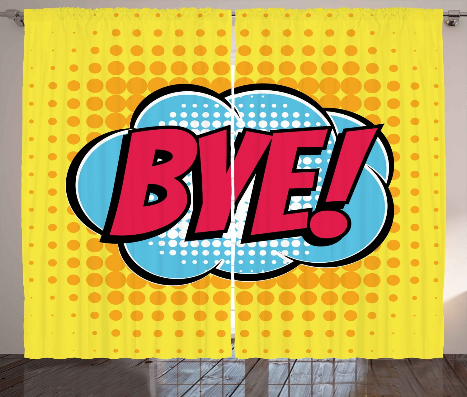 Ambesonne Fun Curtains 2 Panel Set, Comic Book Text, 108" x 108", Pale ...