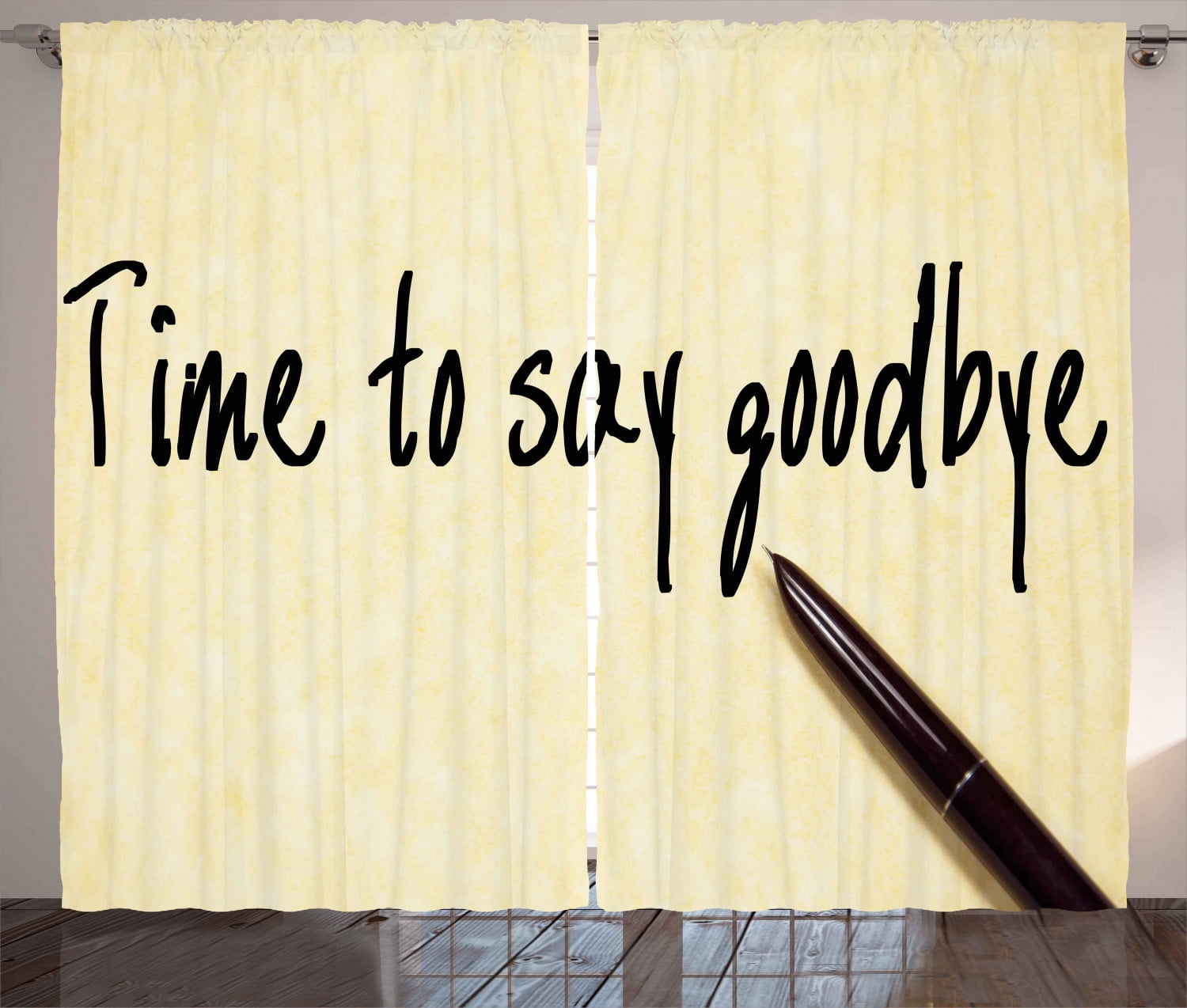 Ambesonne Vintage Curtains 2 Panel Set, Time to Goodbye, 108" x 108 ...