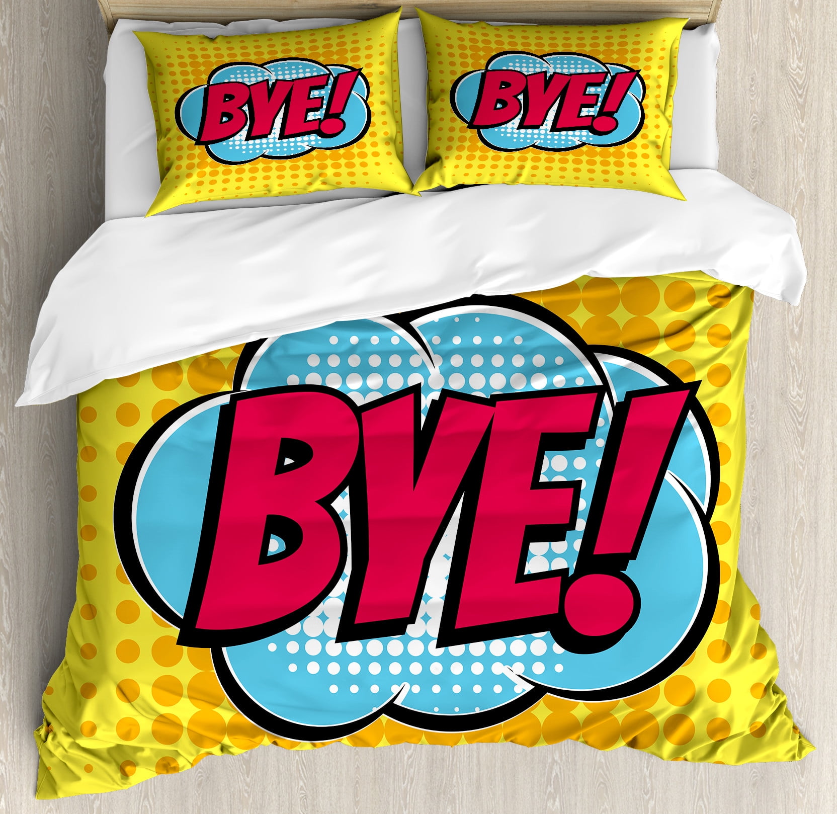 Going Away Party Duvet Cover Set, Comic Book Bubble Text Retro Style ...