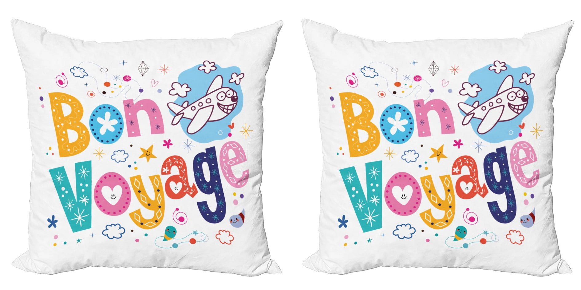 Ambesonne Funny Throw Pillow Cover 2 Pack, Happy Message, 16 ...