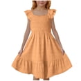 Going Out Dresses for Little Girl Elegant Square Neck Ruffle Back ...