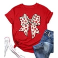 Going Out Tops for Women Valentine Day Bow Tie Print Short Sleeve T ...