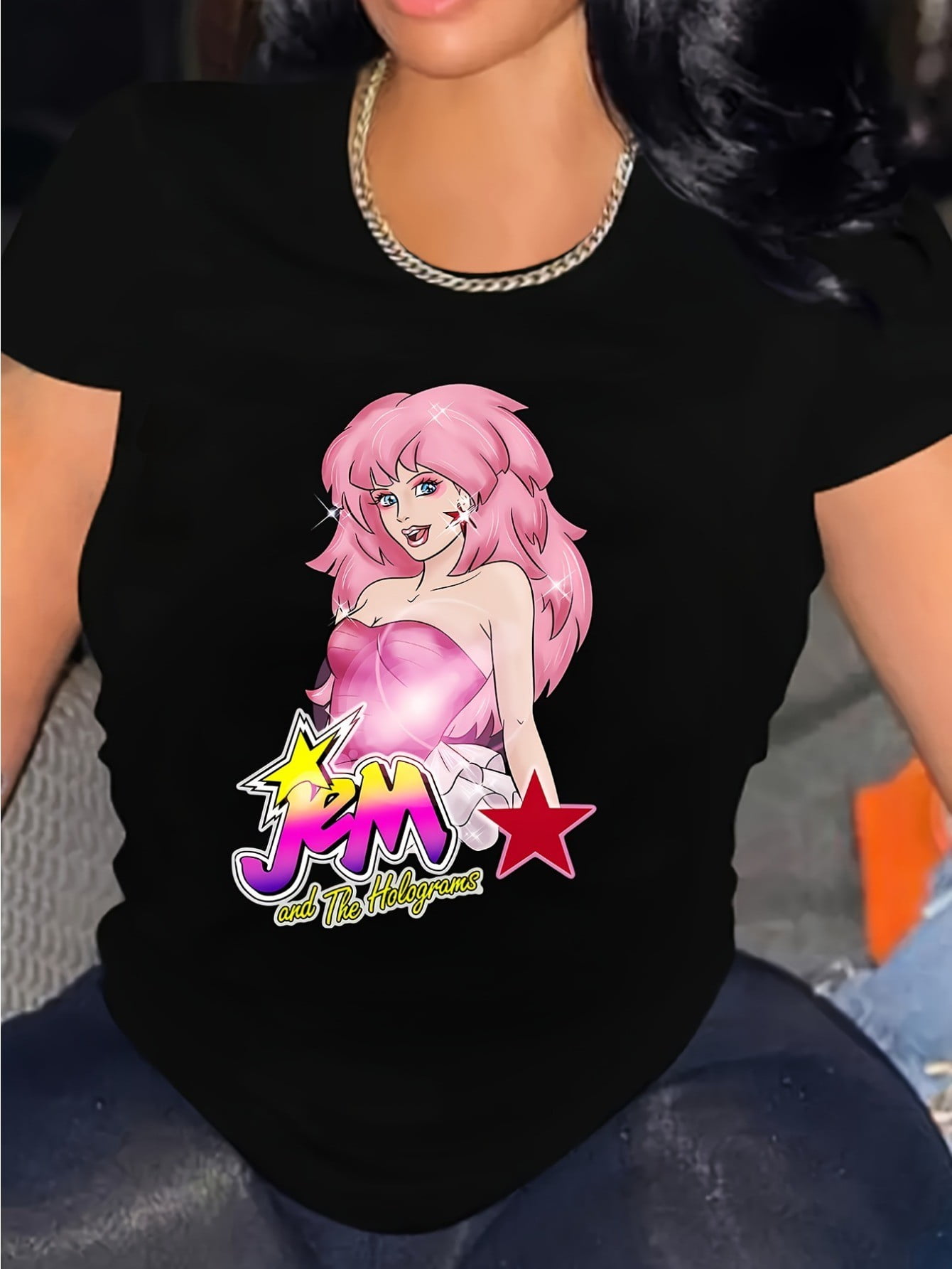 Going Outfits - Jem and The Holograms Inspired Women's T-Shirt - 100% Cotton Casual Crew Neck ...