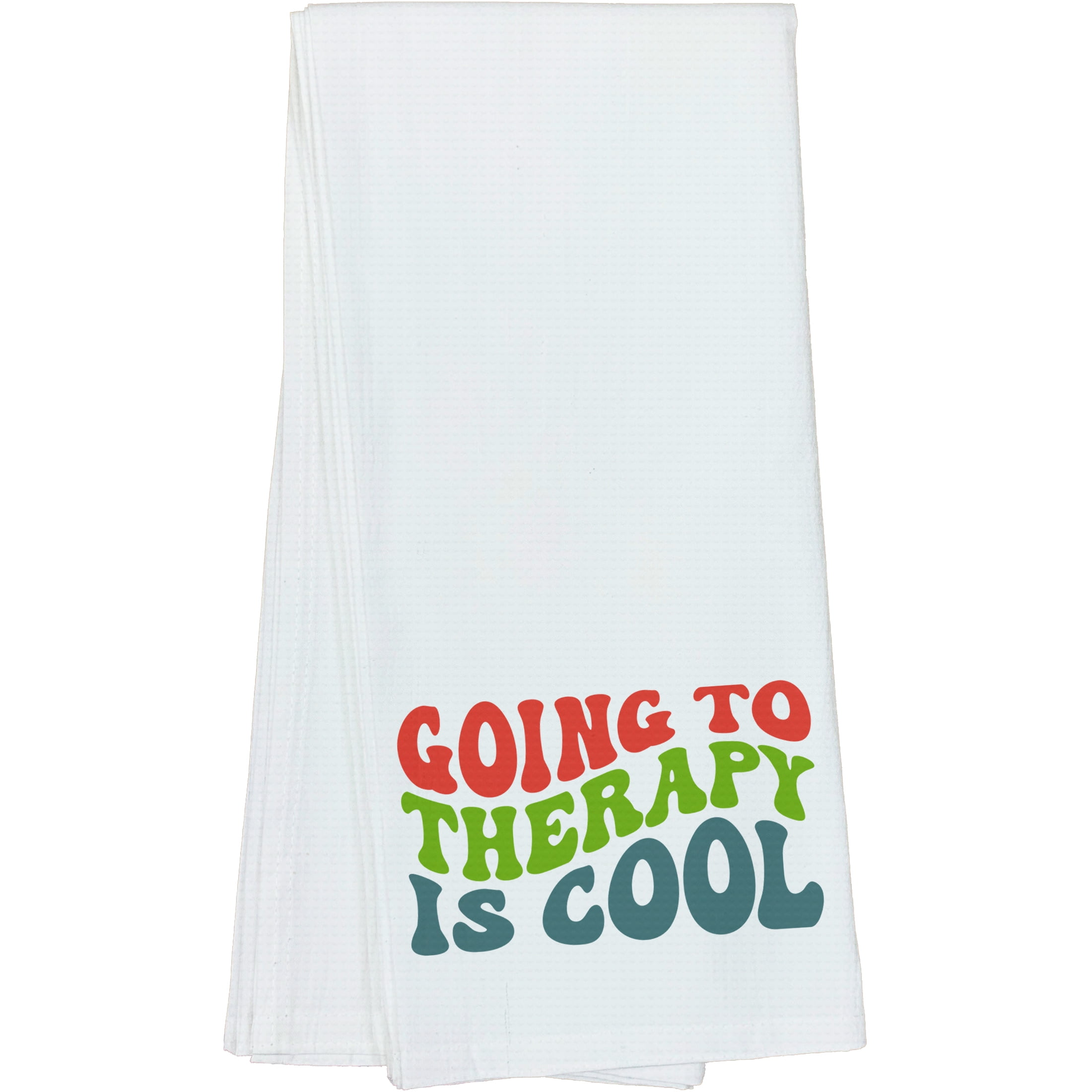 Going to Therapy Is Cool, Groovy Retro Wavy Text Merch Gift, Dish Towel ...