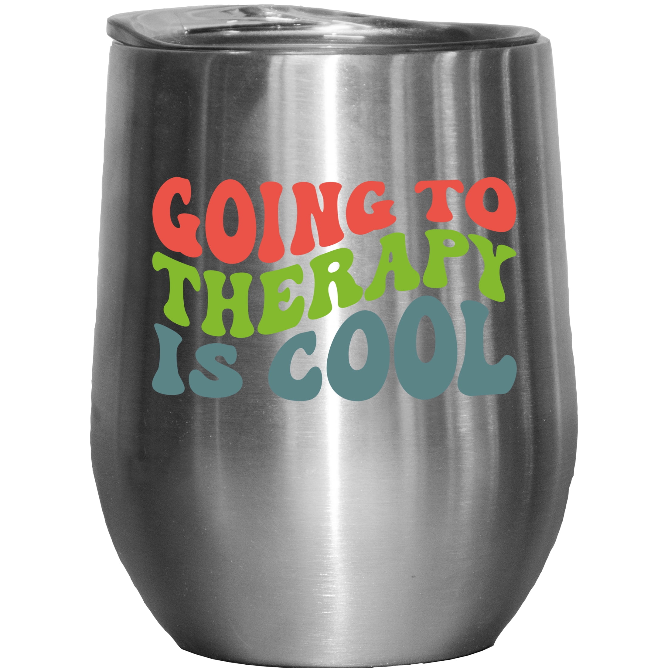 Going to Therapy Is Cool, Groovy Retro Wavy Text Merch Gift, Stainless ...