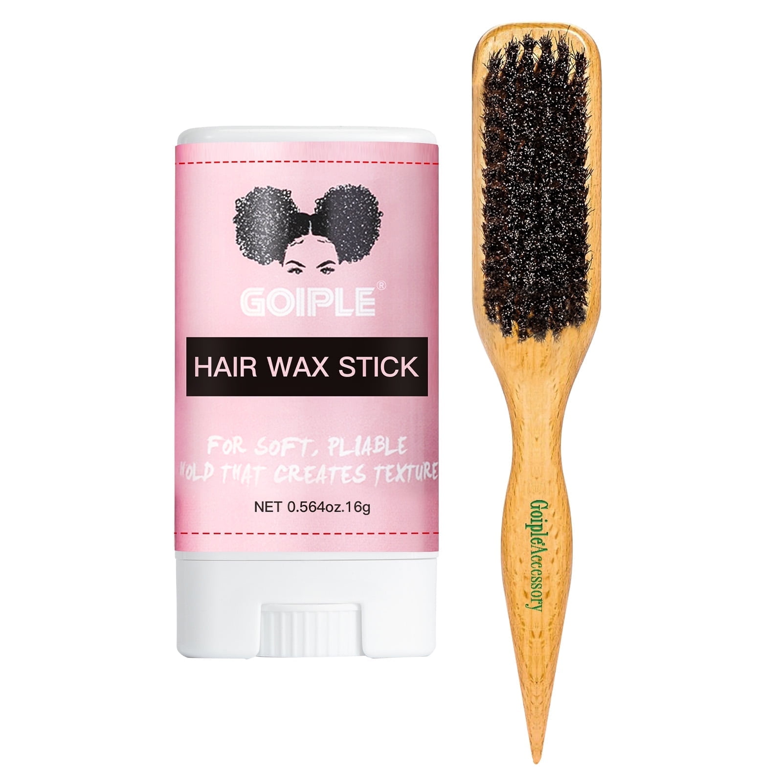 Goiple Boar Bristle Hair Brush & Hair Wax Stick, Soft Bristle Hair ...