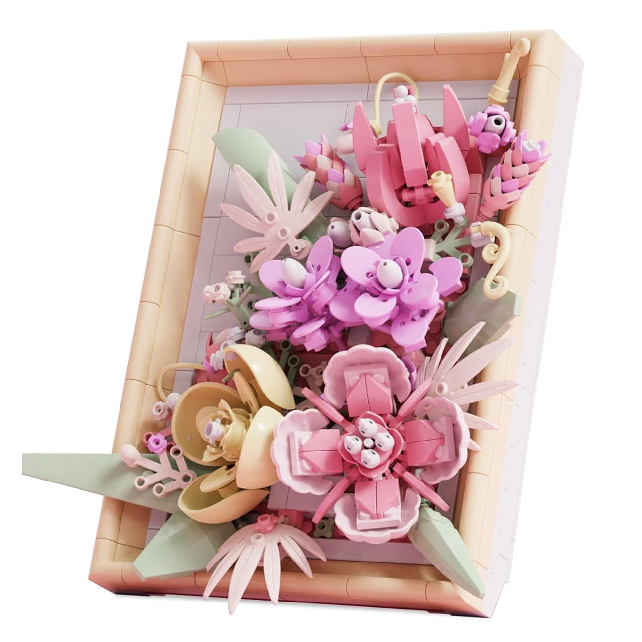 Goirzi 656Pcs Pink Flower Painting Building Blocks Set - DIY Wall Art ...