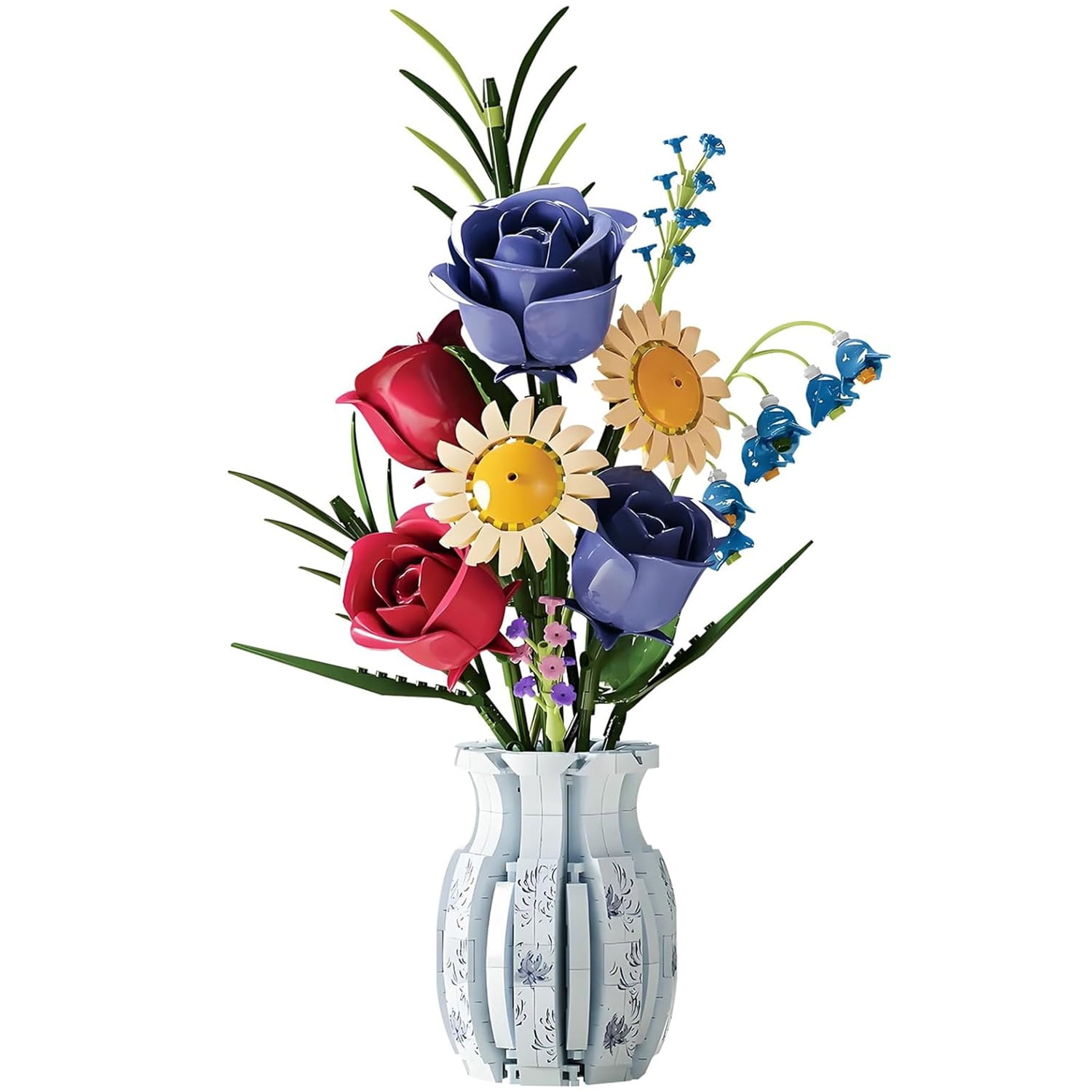 Goirzi 787Pcs Flowers Bouquet Building Blocks Set - Roses Sunflower ...