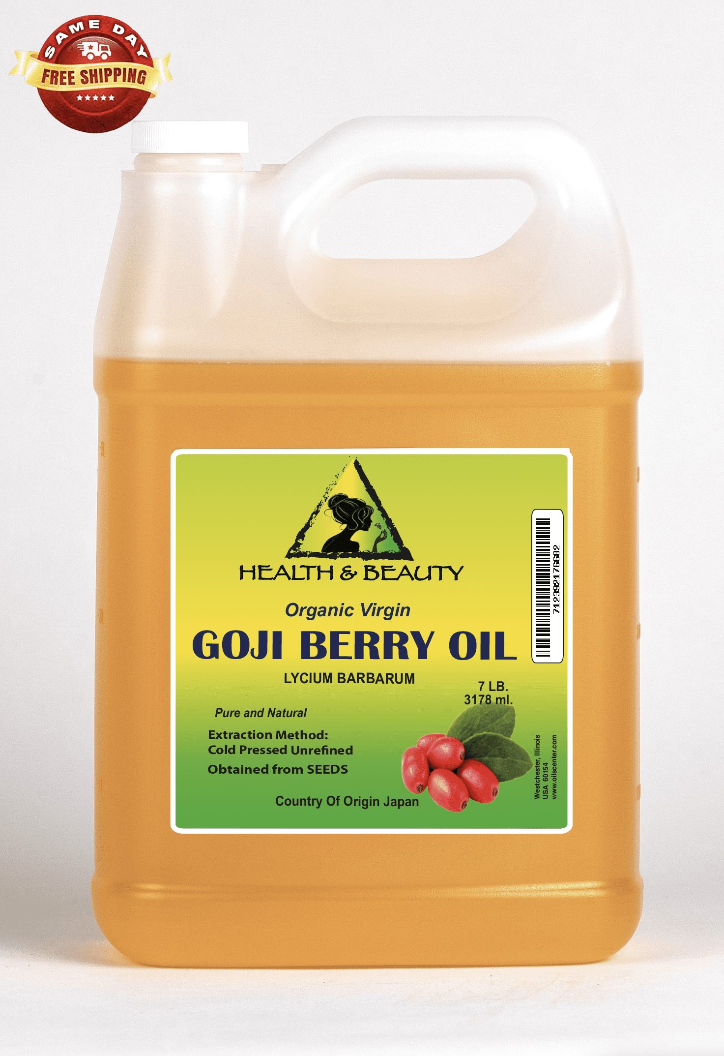 Goji Berry Seed Oil Unrefined Organic Virgin Cold Pressed Pure 7 lb - Walmart.com