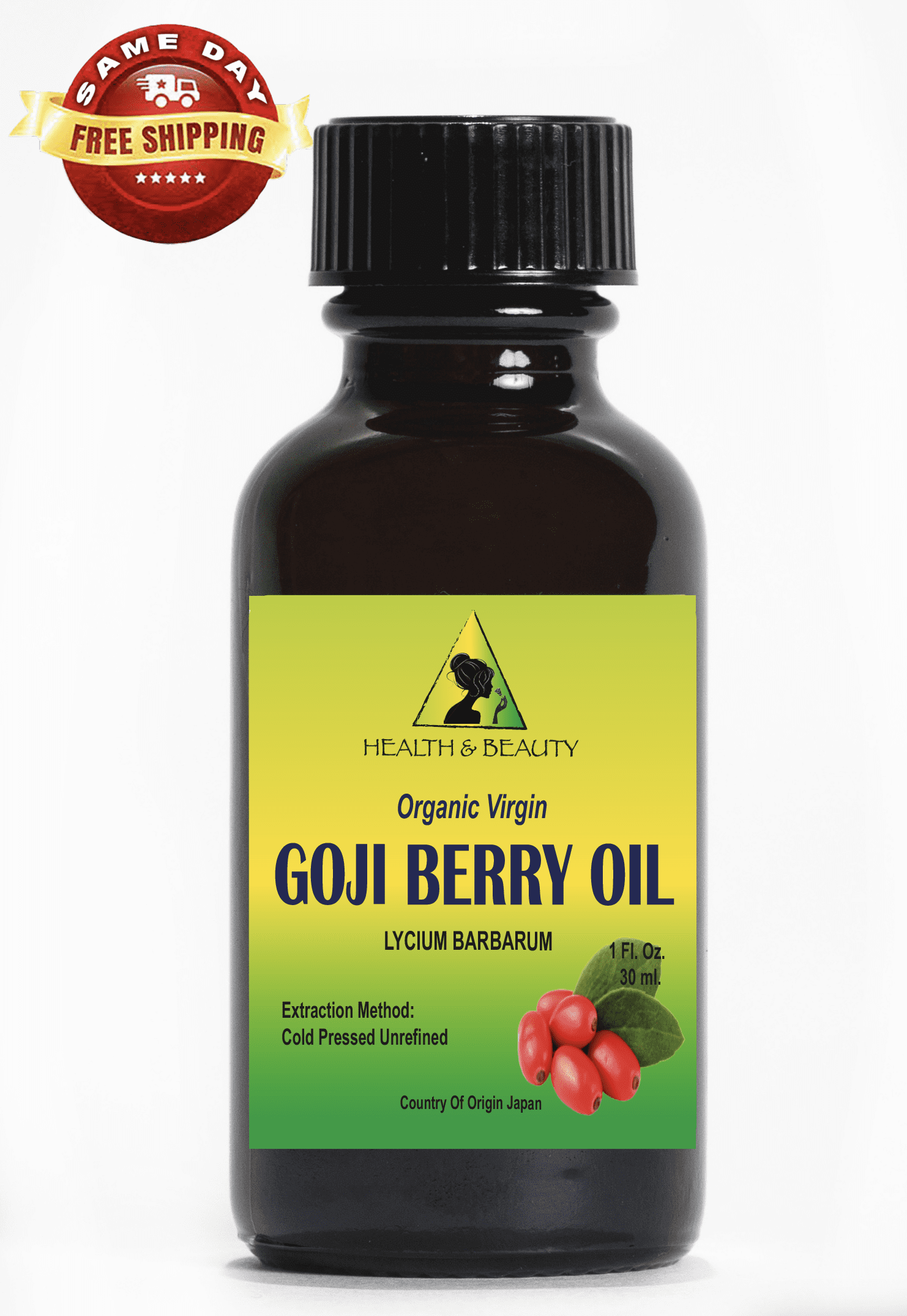 Goji Berry Seed Oil Unrefined Organic Virgin Cold Pressed Pure Glass Bottle 1.0 oz - Walmart.com