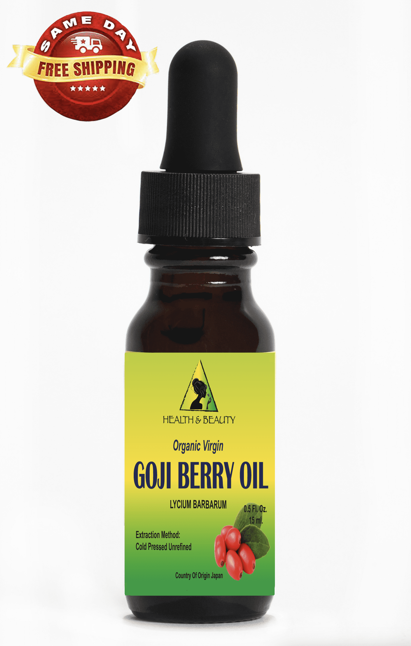 Goji Berry Seed Oil Unrefined Organic Virgin Cold Pressed Pure Glass Dropper 0.5 oz - Walmart.com