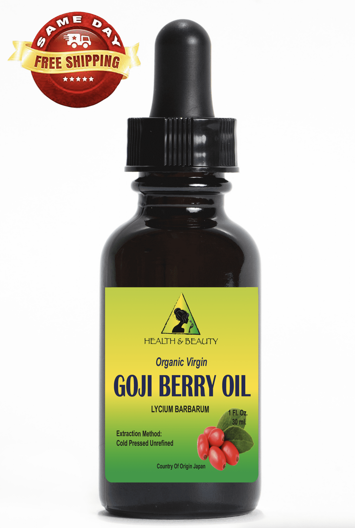 Goji Berry Seed Oil Unrefined Organic Virgin Cold Pressed Pure Glass Dropper 1.0 oz - Walmart.com