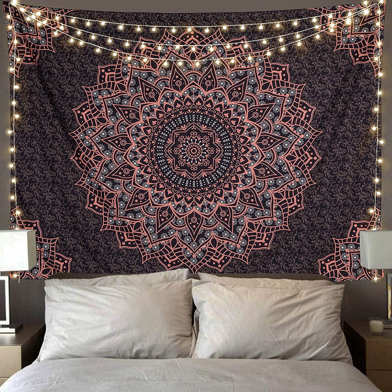 Gojian Black Blue Mandala Tapestry Wall Hanging Vintage Tapestries ...