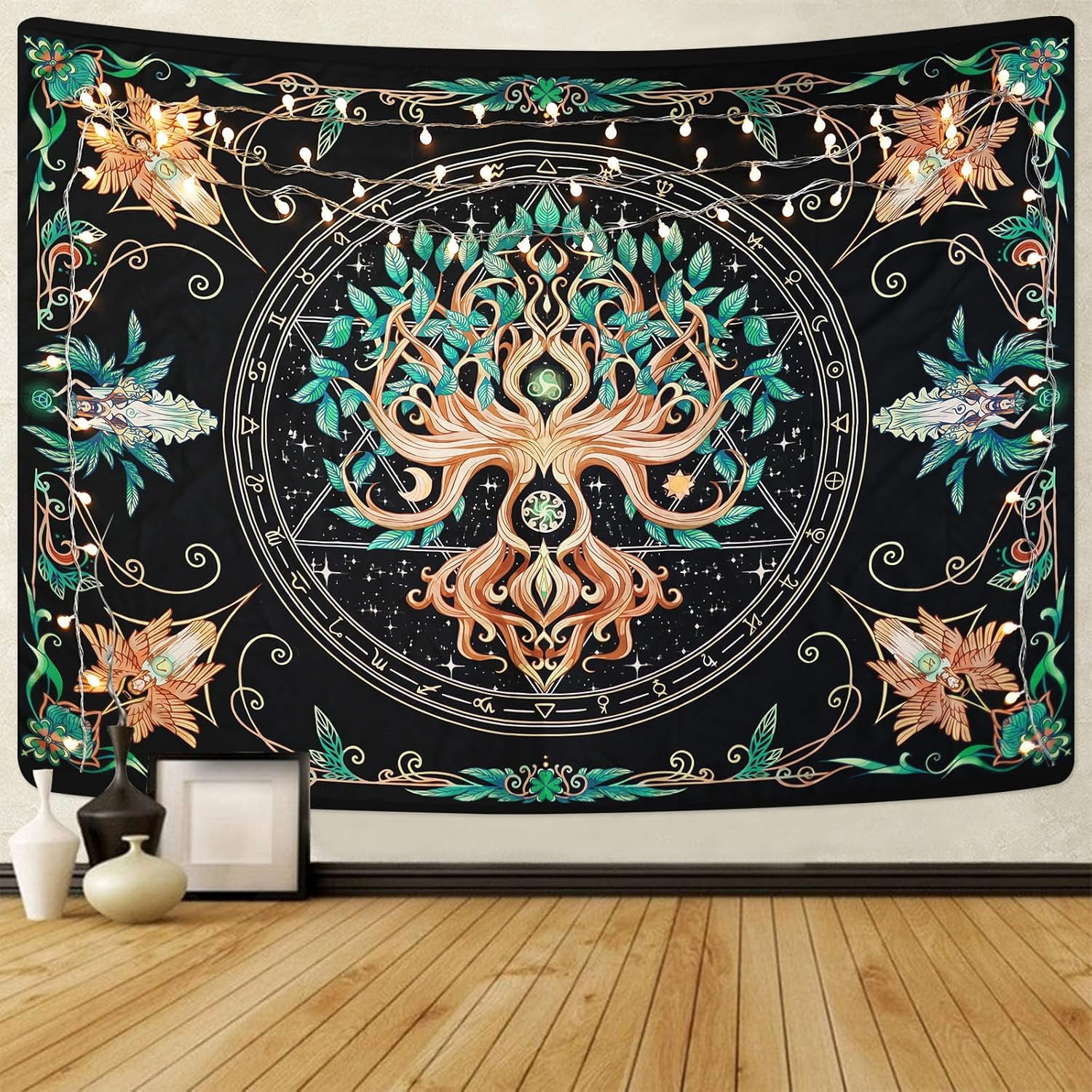 Gojian Boho Mandala Moth Tapestry,Hippie Floral Aesthetic Wall ...