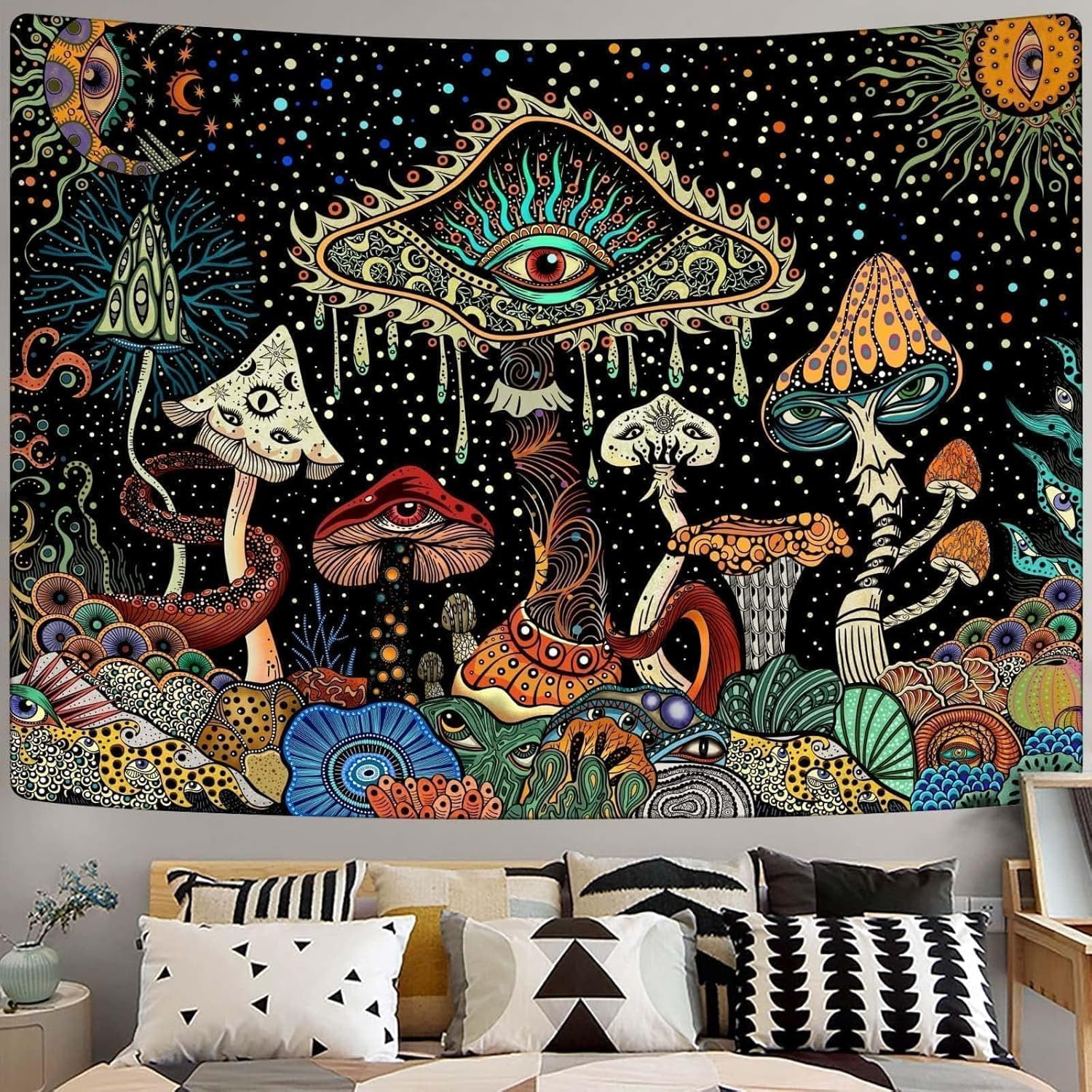 Gojian Mushroom Tapestry Hippie Tapestry for Bedroom Cute Tapestries ...