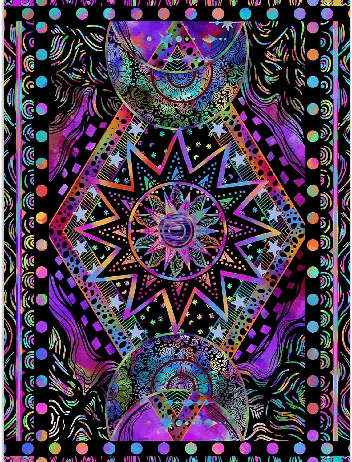 Gojian Orange Sun and Moon Tapestry Wall Hanging, Indie Hippie Mandala ...