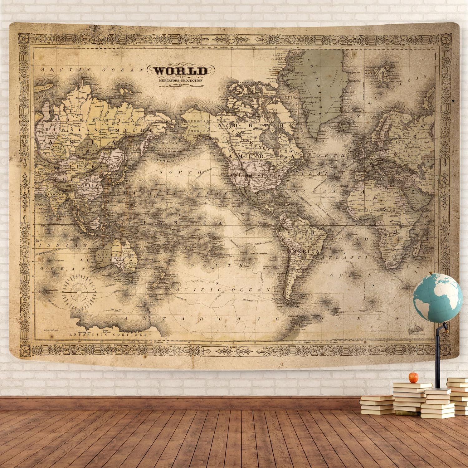 Gojian Retro Old World Map - Vintage Asian & European Topography ...