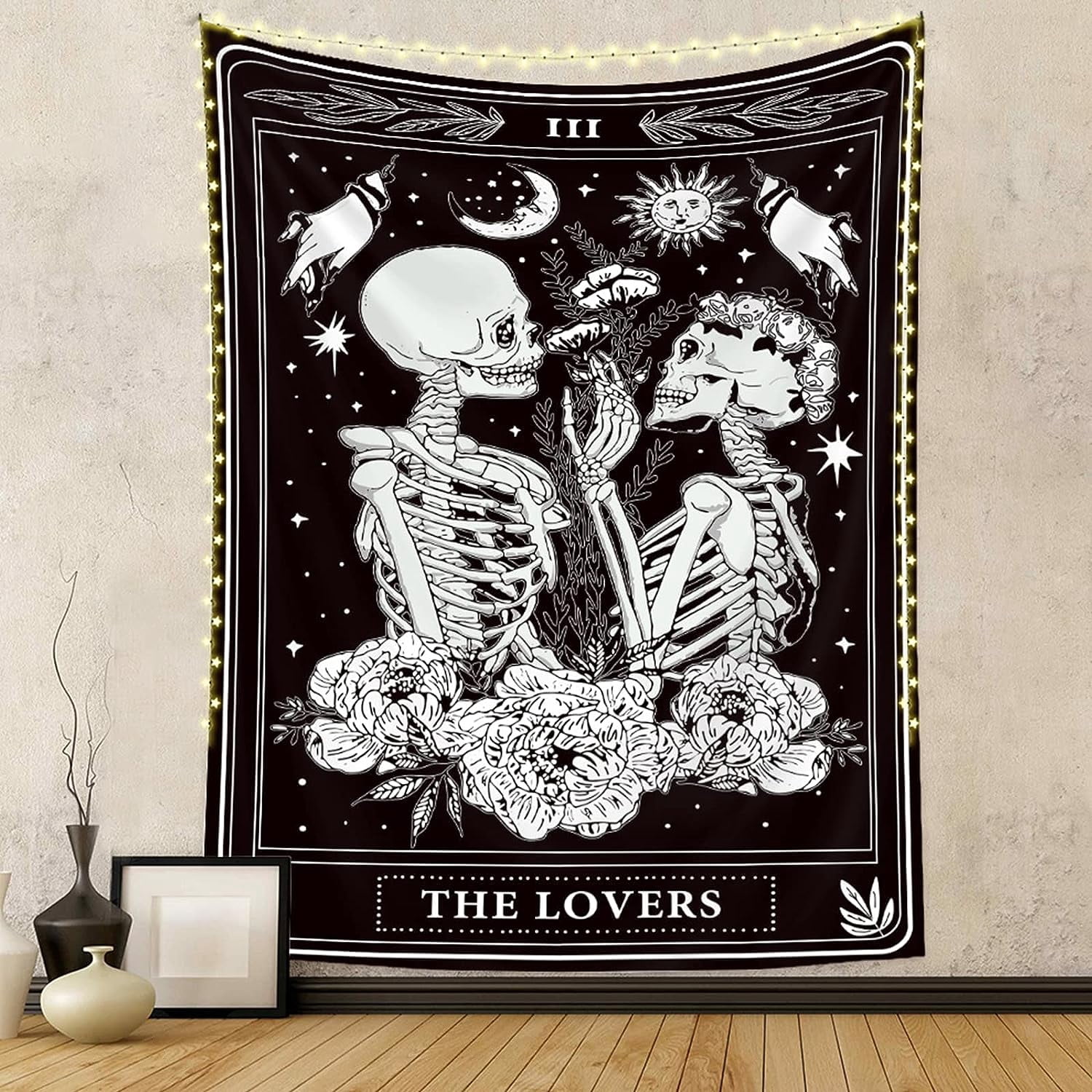 Gojian Skull Tapestries Black and White Skeleton Gothic Grunge Dark ...