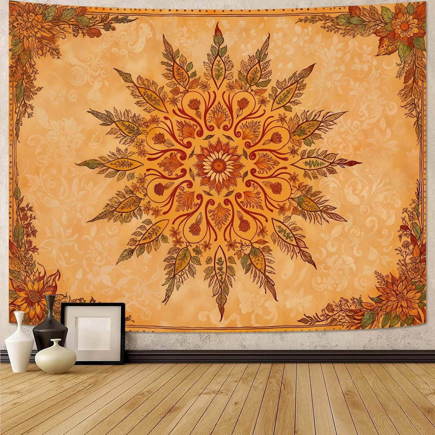 Gojian Yellow Sun and Moon Tapestry Vintage Indie Boho Tapestry Wall ...