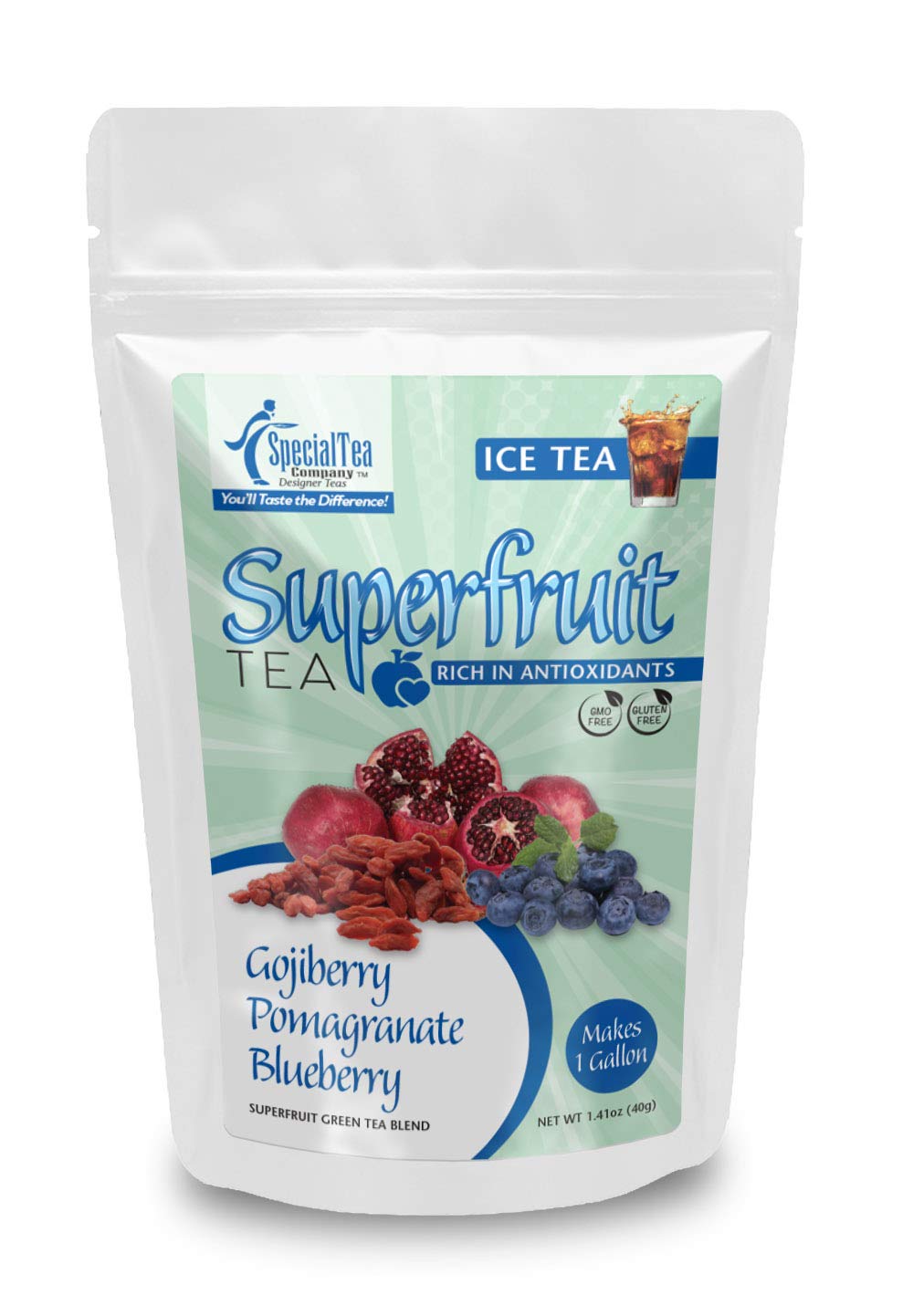 Gojiberry Green SUPER FRUIT Tea Blend (Pomegranate/Blueberry Flavor ...