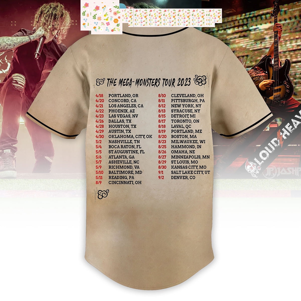 Gojira And Mastodon The Mega Monsters Tour 2023 Baseball Jersey ...