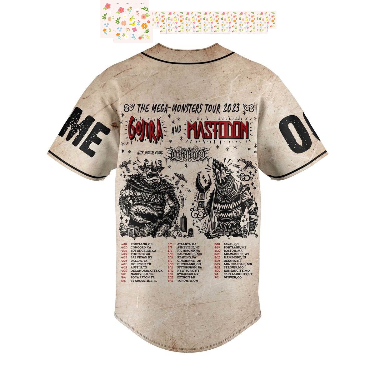 Gojira And Mastodon The Mega Monsters Tour 2023 Personalized Baseball ...