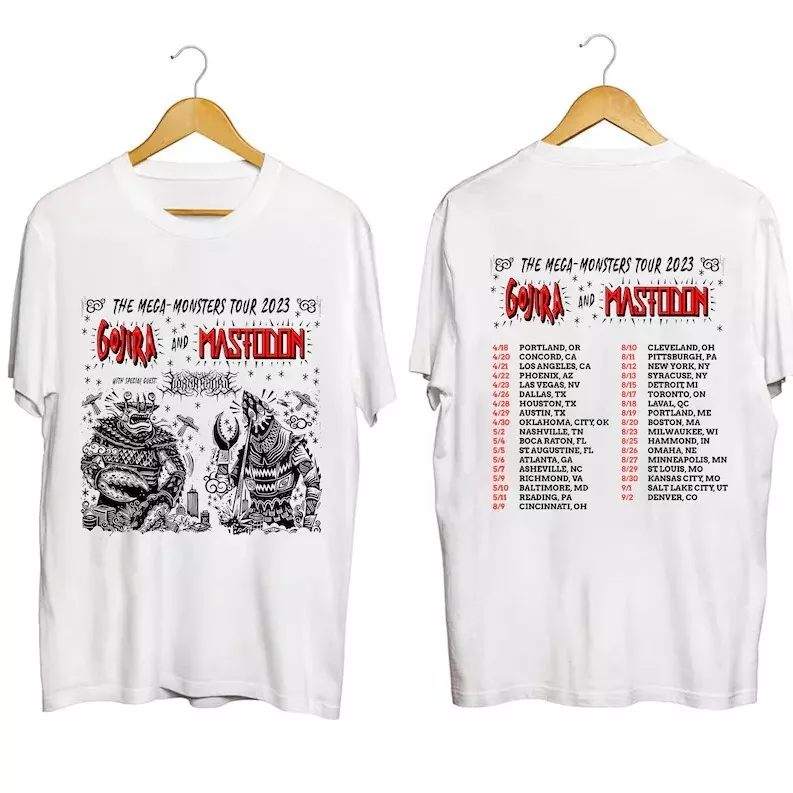 Gojira and Mastodon The Mega Monsters Tour 2023 Two-Sided Shirt ...